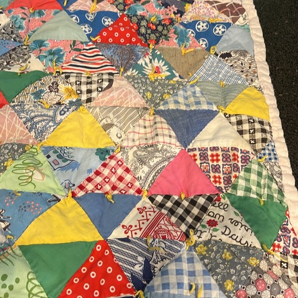 Vintage | Bedding | Colorful Handmade Patchwork Fabric Crib Quilt ...